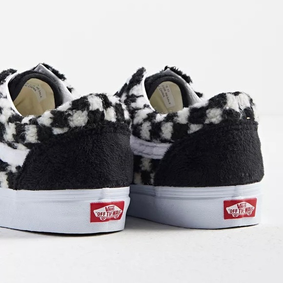 Vans | Shoes | Vans Womens Old Skool Sherpa Black Checkerboard Faux Fur ...
